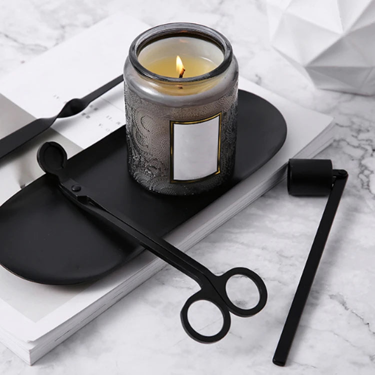 3-Piece Candle Care Kit | Matte Black | Wick Trimmers, Snuffer, and Wi