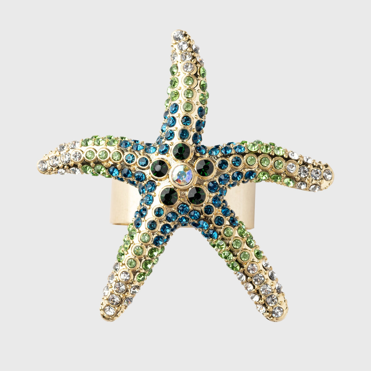 Sparkling starfish napkin rings, green, set of four | SmithHönig