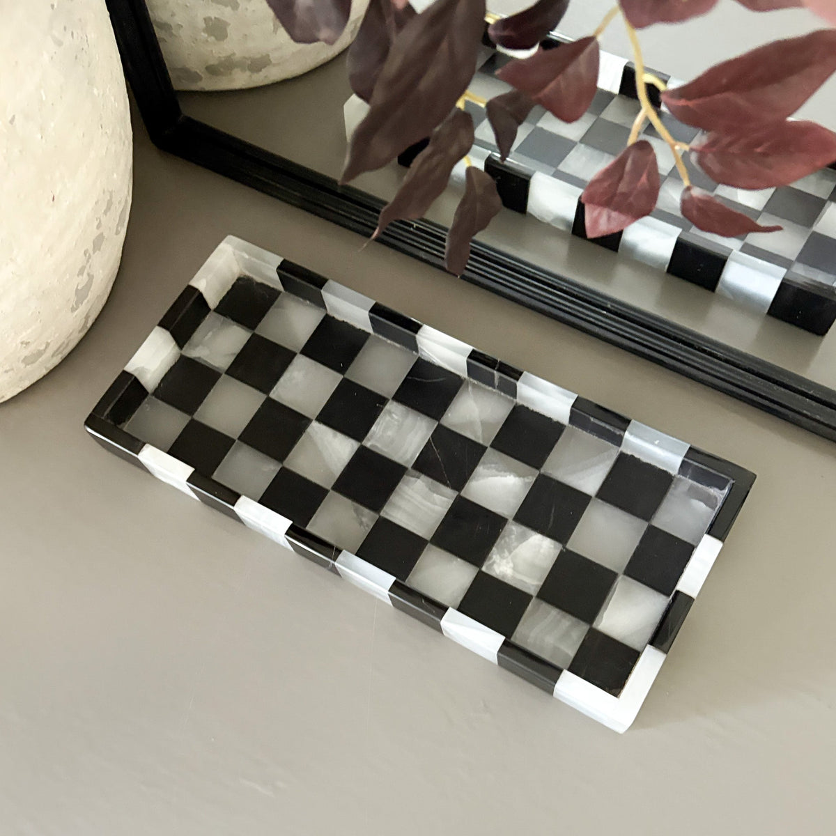 Black Marble and Onyx Checker Tray | SmithHönig